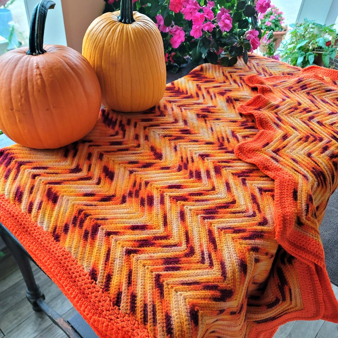 Vintage 1970s Orange Afghan,chevron Crocheted Blanket Throw, 79 X 45 - Etsy
