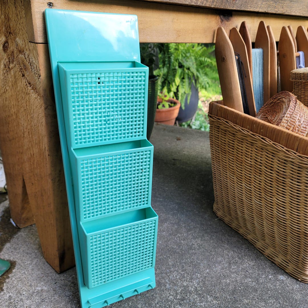 Vintage Wall Organizer, Mint Green Wall Pocket, Letter Organizer, MCM 3 ...