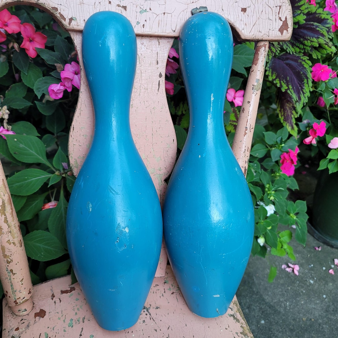 Vintage Blue Bowling Pin Halves: Retro Wall Decor - Etsy