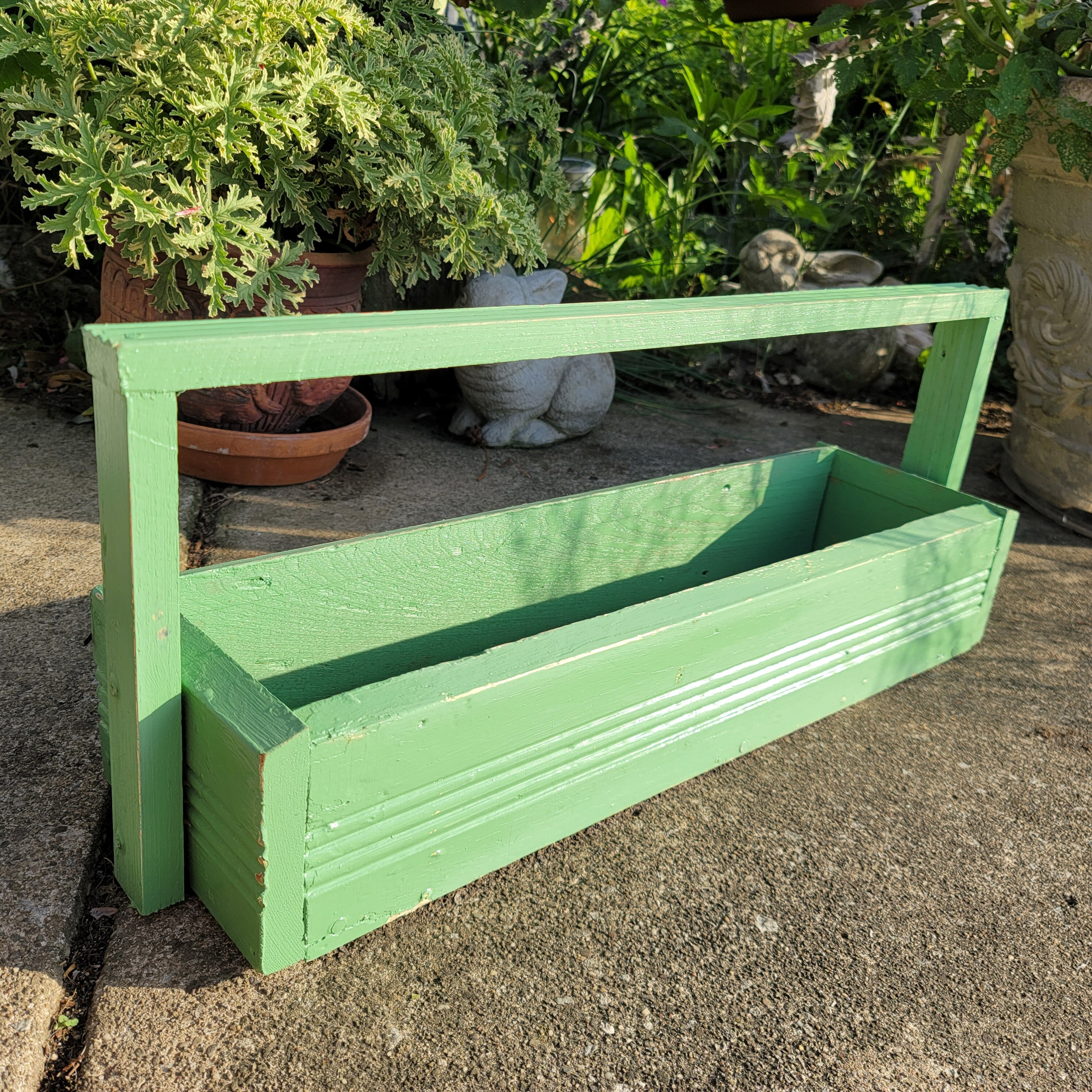 Vintage Upcycle Wood Tool Caddy Tote, Rustic Carryall Box, Green ...