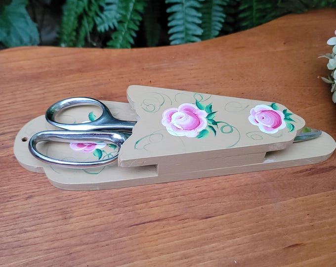 Wood Shears Holder, Vintage Scissors Sheath, Handpainted Wall Pocket - Etsy