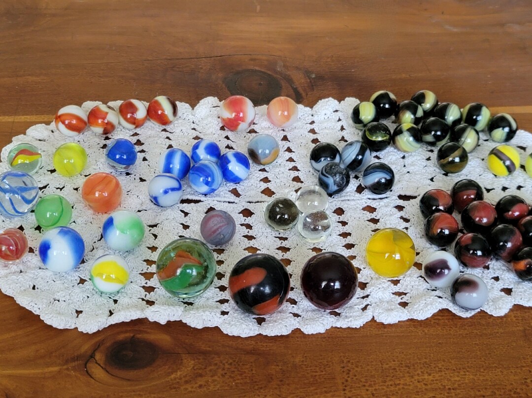 Vintage Marbles, Mixed Glass Marbles, Marble Assortment, Large and ...
