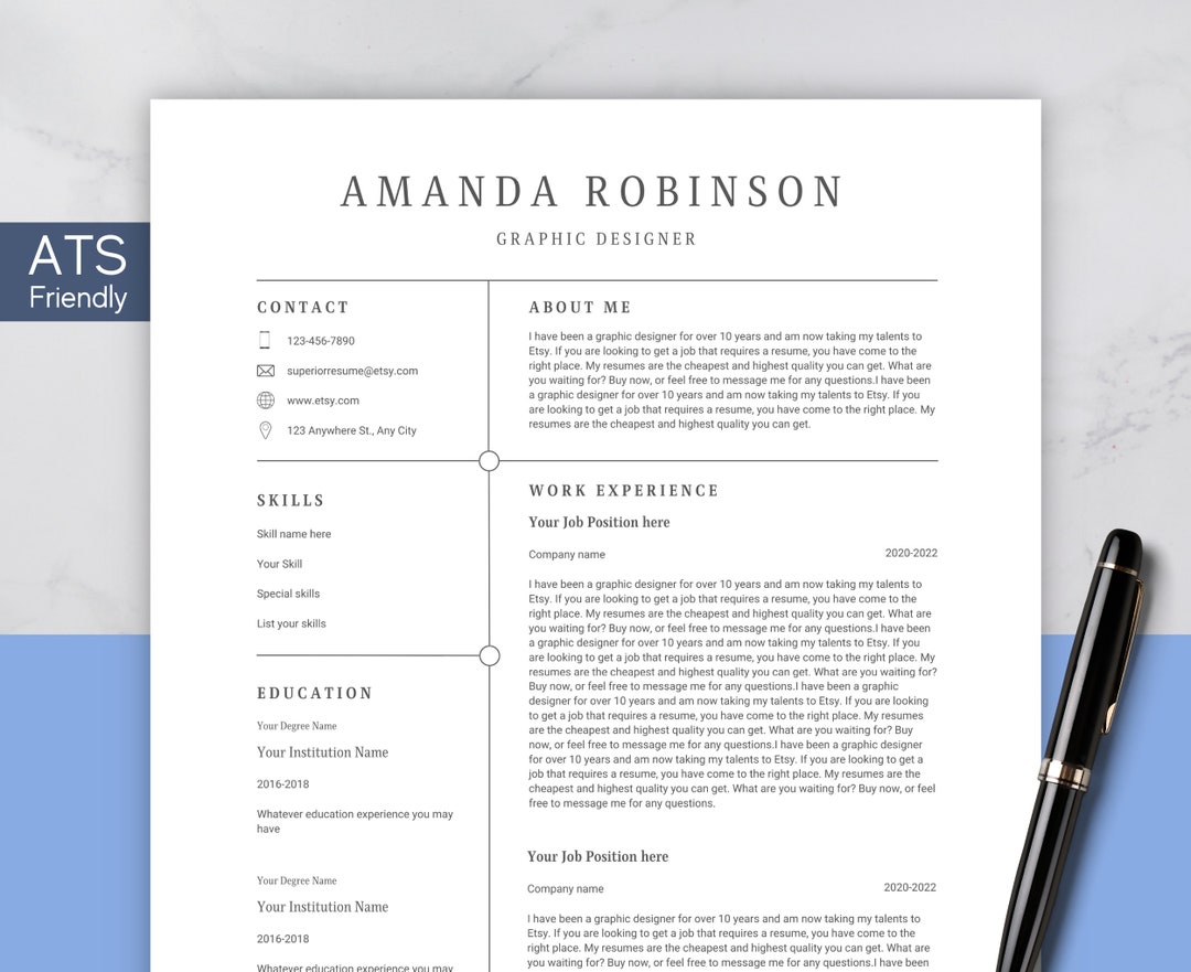 Clean Modern Resume Template Professional CV Format for Word and Pages ...