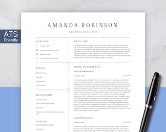 Professional Minimalist Resume Template Single Column Format for Word ...
