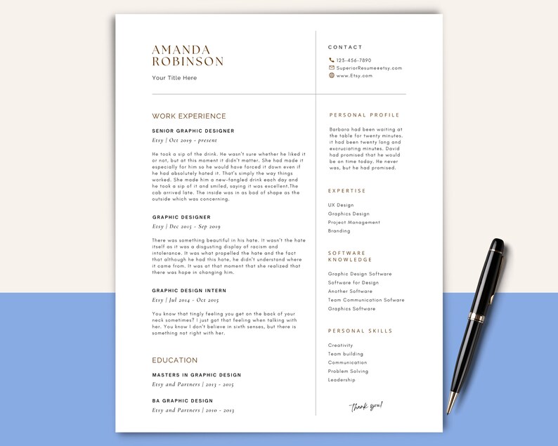 Simple Resume Template Professional Modern Resume Template - Etsy