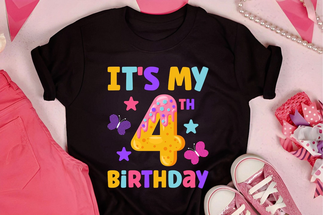 It's My 4th Birthday Toddler Shirt, Kids Birthday Shirt, Birthday Girl ...