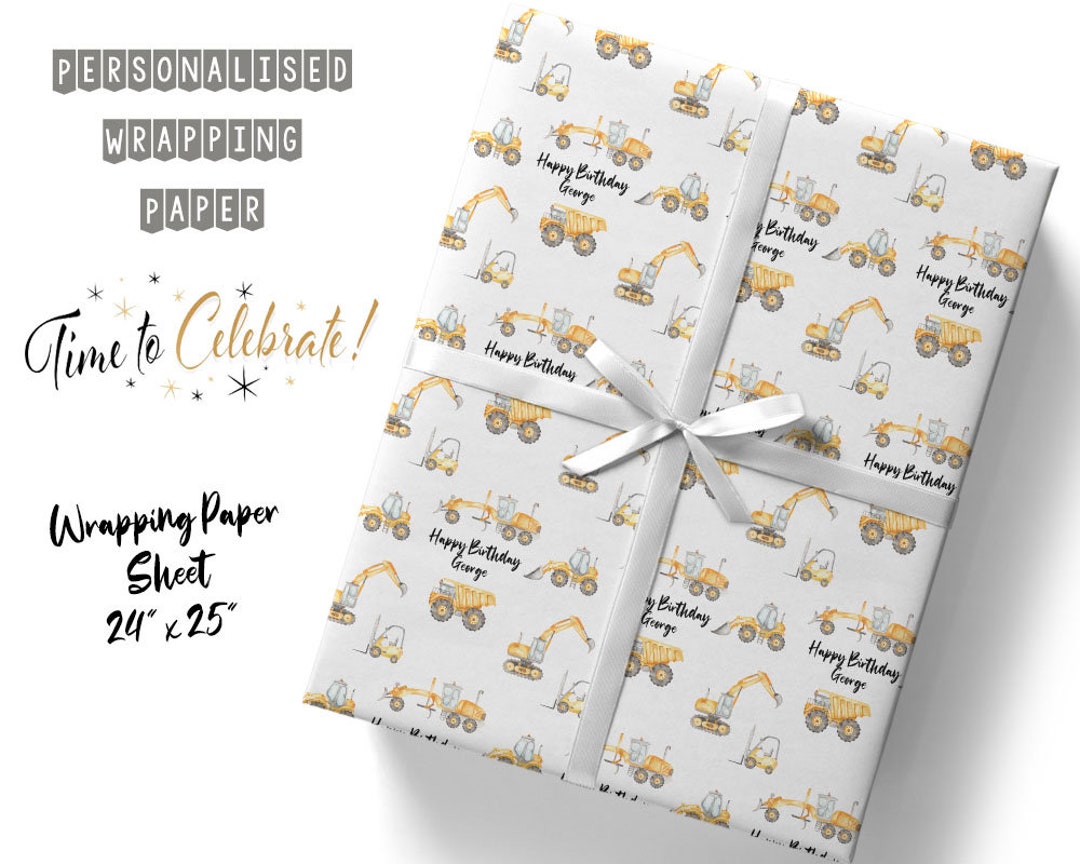 Kids Digger Personalised Wrapping Paper Gift Wrap With a - Etsy UK