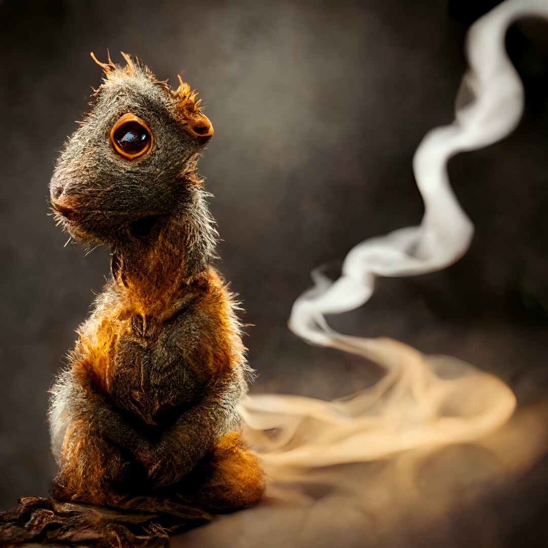 Squirrel Character Smoking a Twist on Brown Background, Hd, Realistic ...