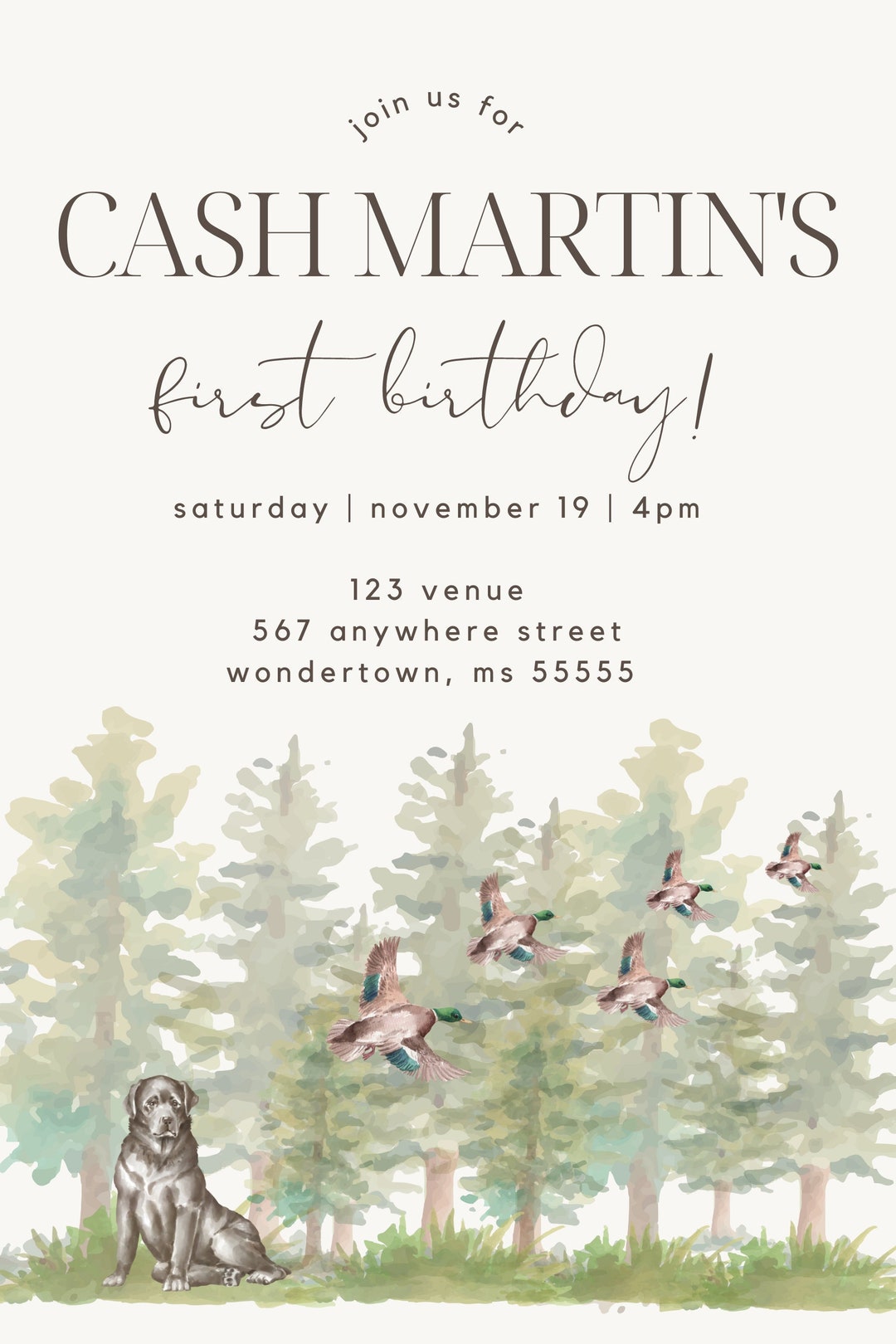 Duck Hunting Labrador Party Invitation Wedding Invitation Baby Shower ...