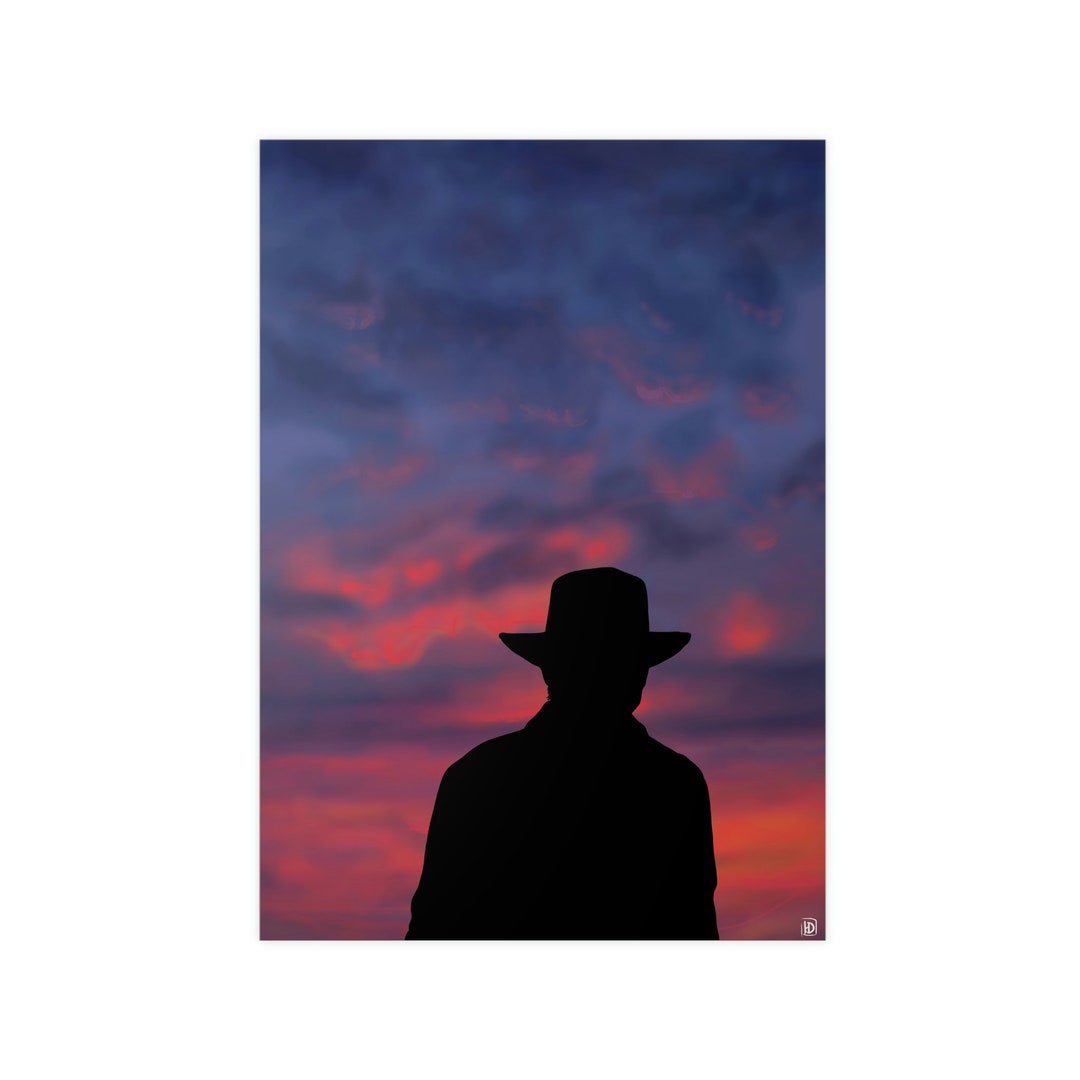 Arthur Morgan RDR2 Sunset Silhouette Poster Art Print, Cowboy, Wild ...