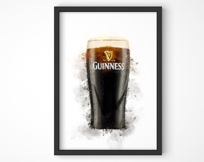 Guinness Wall Art Print, Guinness Beer Decor, Guinness Splash Art, Man ...