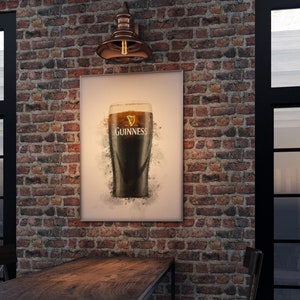 Guinness Wall Art Print, Guinness Beer Decor, Guinness Splash Art, Man ...