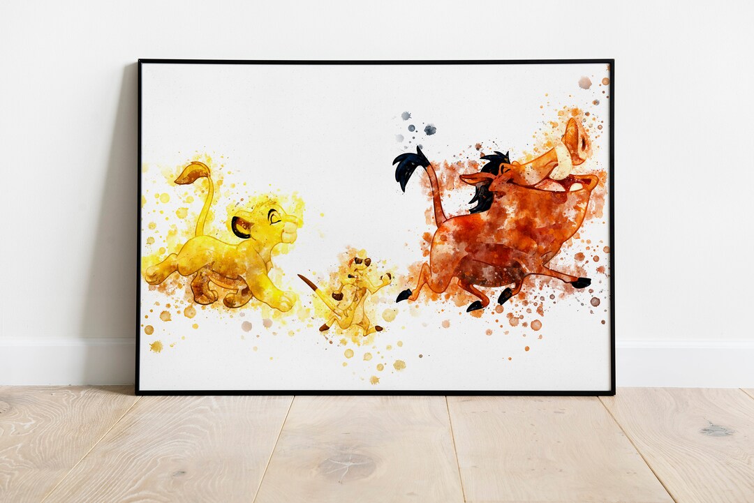 Disney the Lion King Simba Timone Pumba Watercolour Effect - Etsy UK