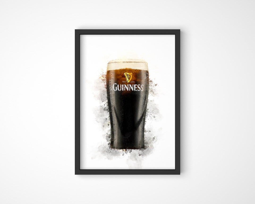 Guinness Wall Art Print, Guinness Beer Decor, Guinness Splash Art, Man ...