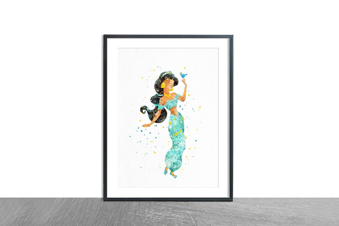 Disney Princess Jasmine Watercolour Effect Wall Art Print Princess ...