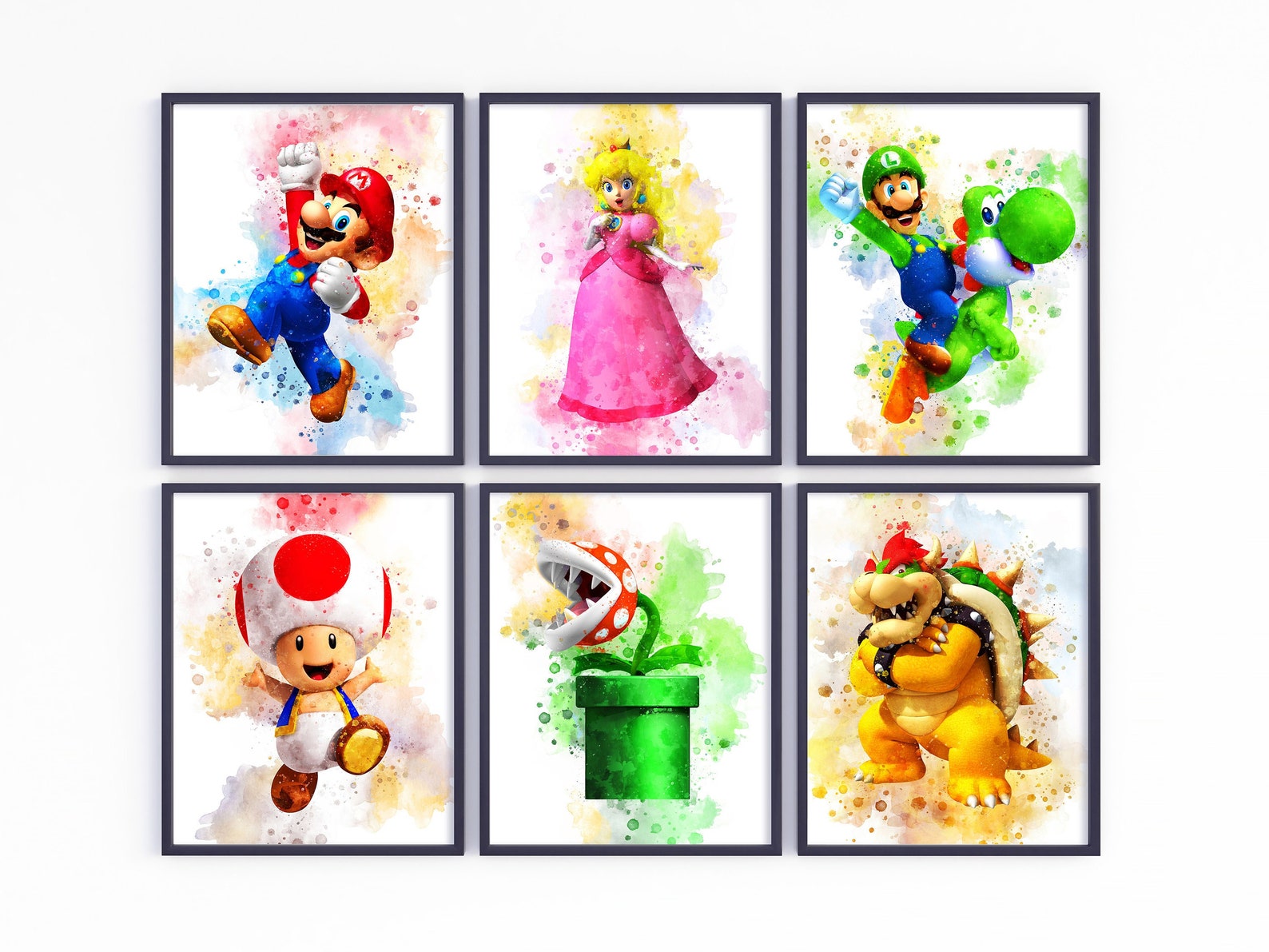 Super Mario Bros Watercolour Prints Set of 6 Mario Poster - Etsy