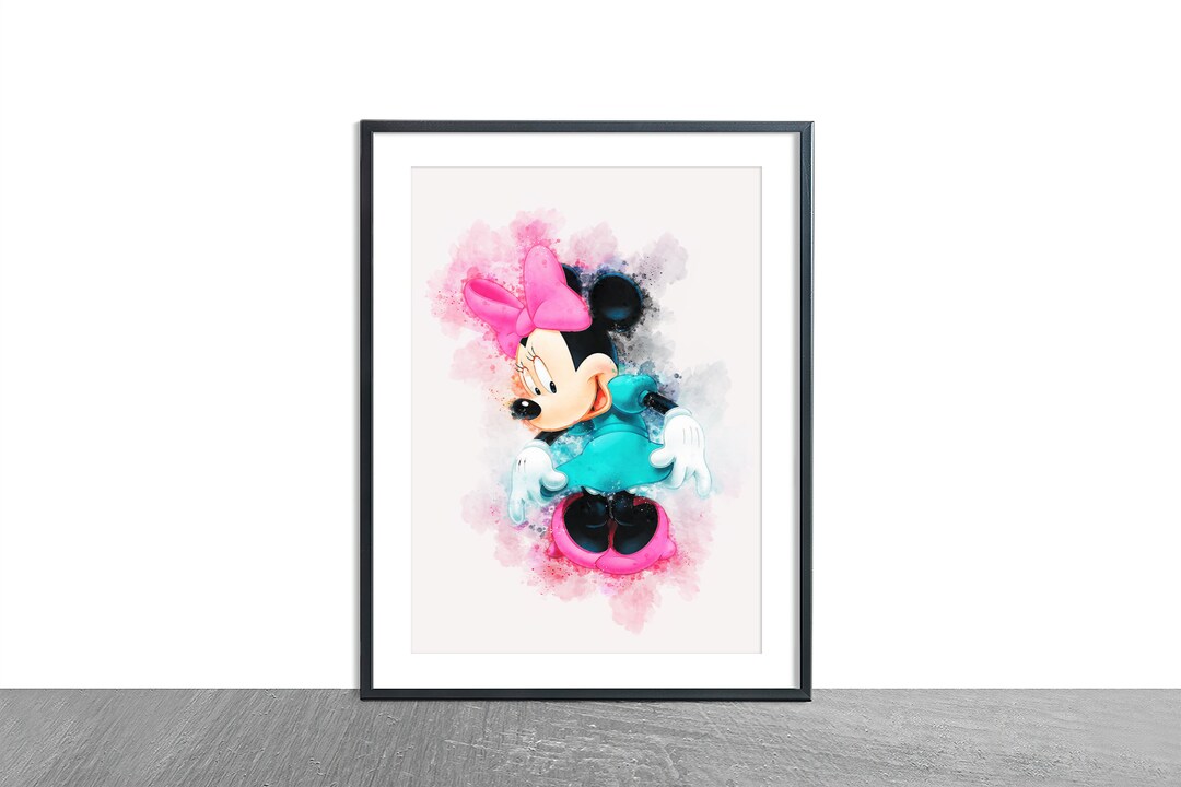Disney Minnie Mouse Watercolour Effect Wall Art Print Children - Etsy