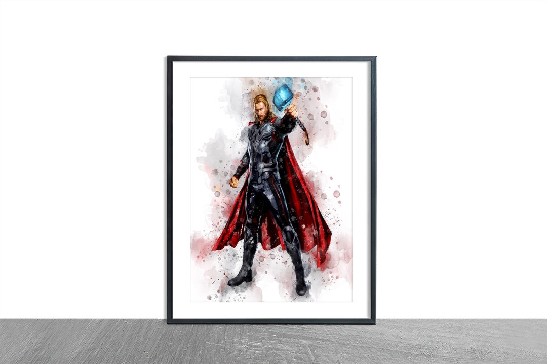 Thor Marvel Avengers Watercolour Effect Wall Art Print - Etsy