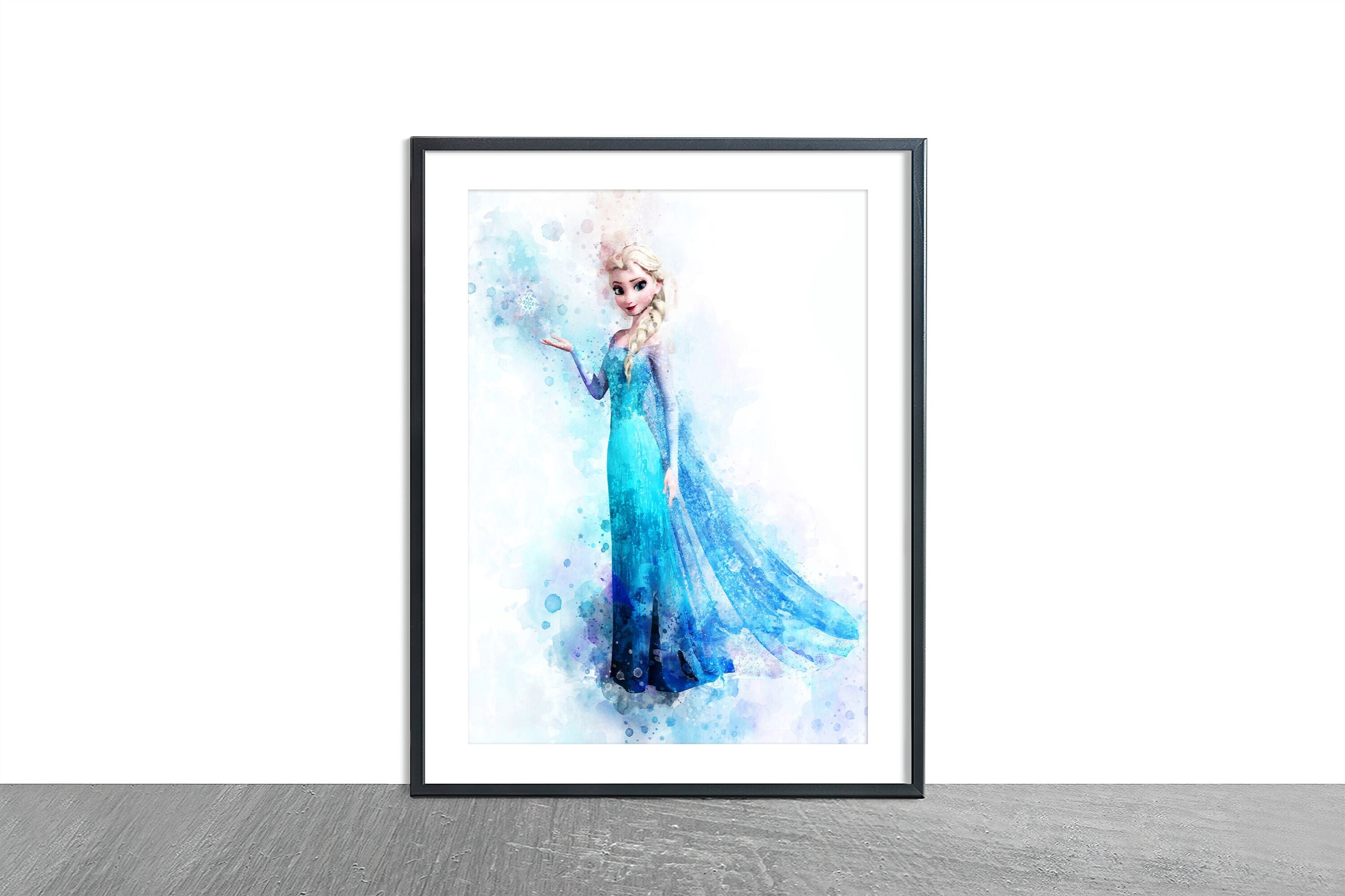 Disney Frozen Elsa Watercolour Effect Wall Art Print Decor - Etsy