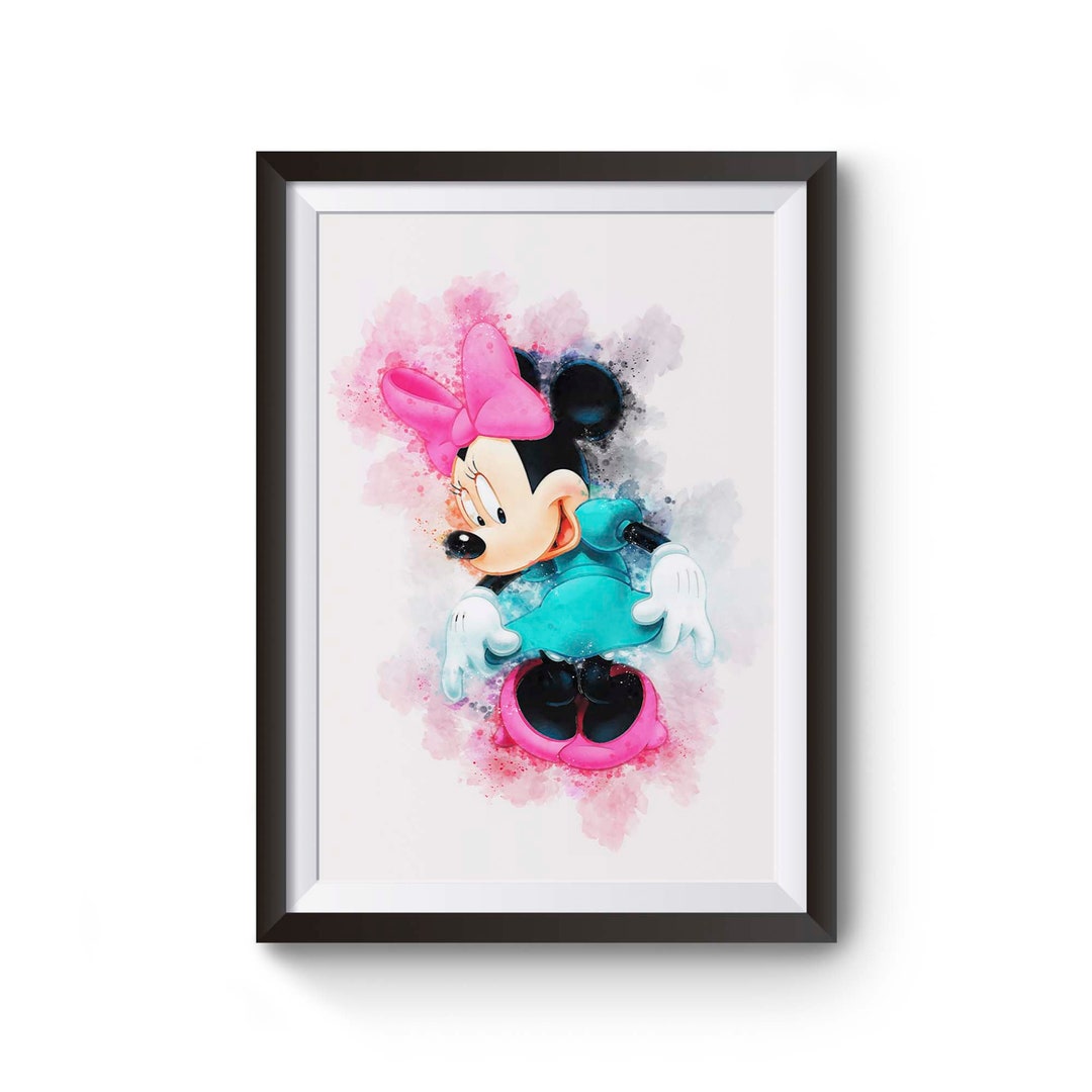 Disney Minnie Mouse Watercolour Effect Wall Art Print Nursery Decor ...