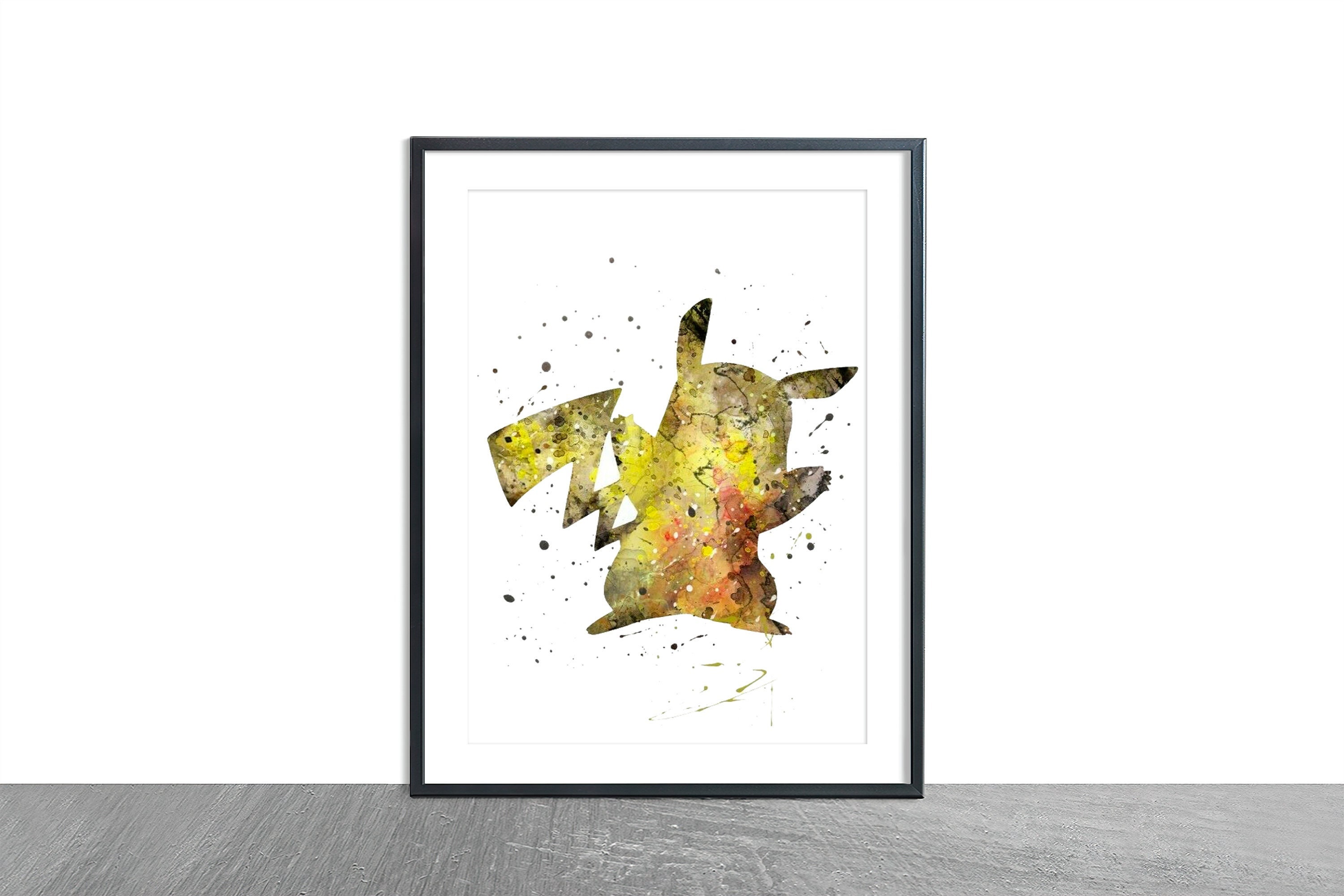 Pokemon Pikachu Watercolour Effect Wall Art Print Decor Bedroom Poster ...