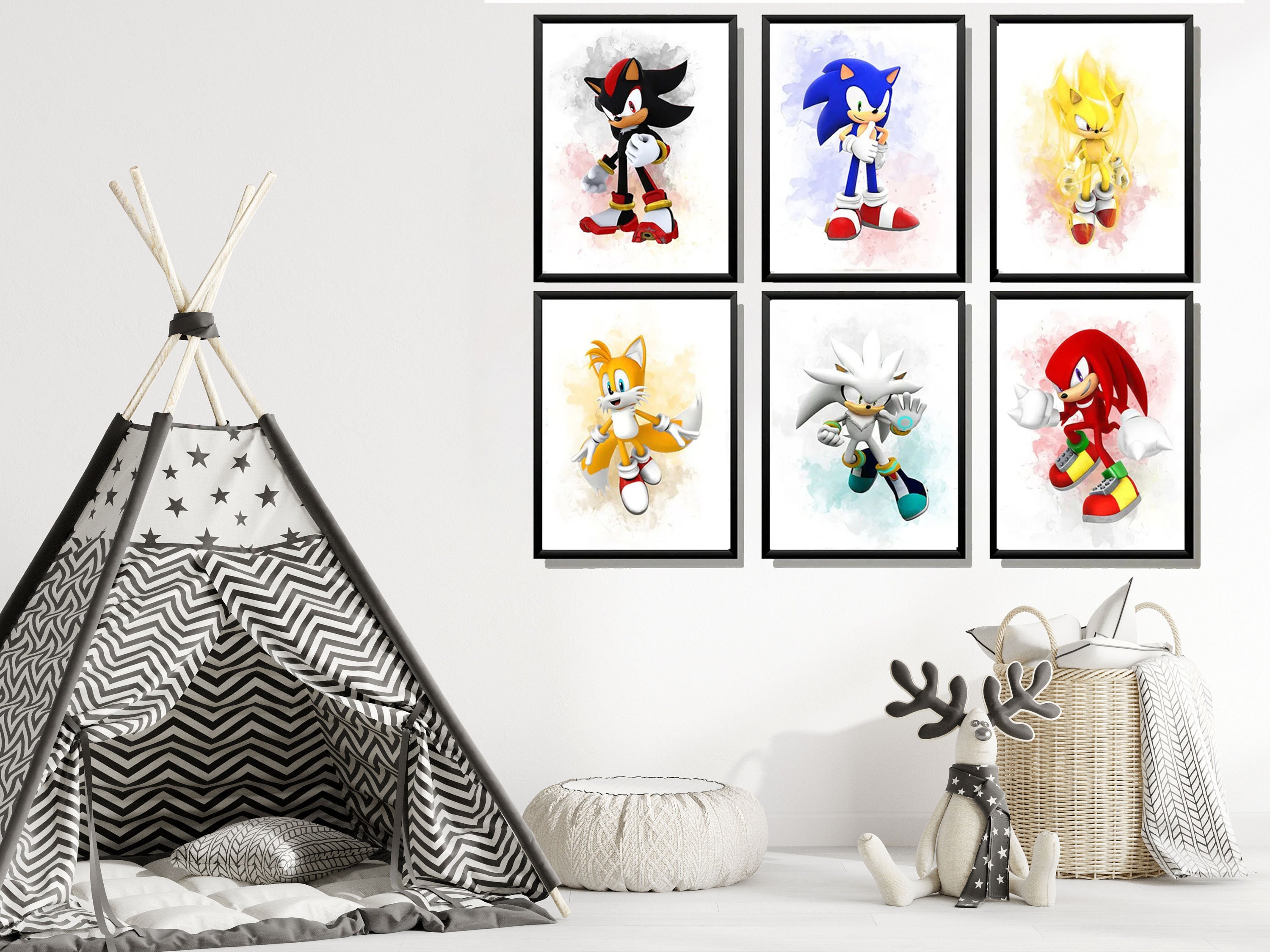 Sonic the Hedgehog Watercolour Prints Set of 6 Sonic Movie - Etsy