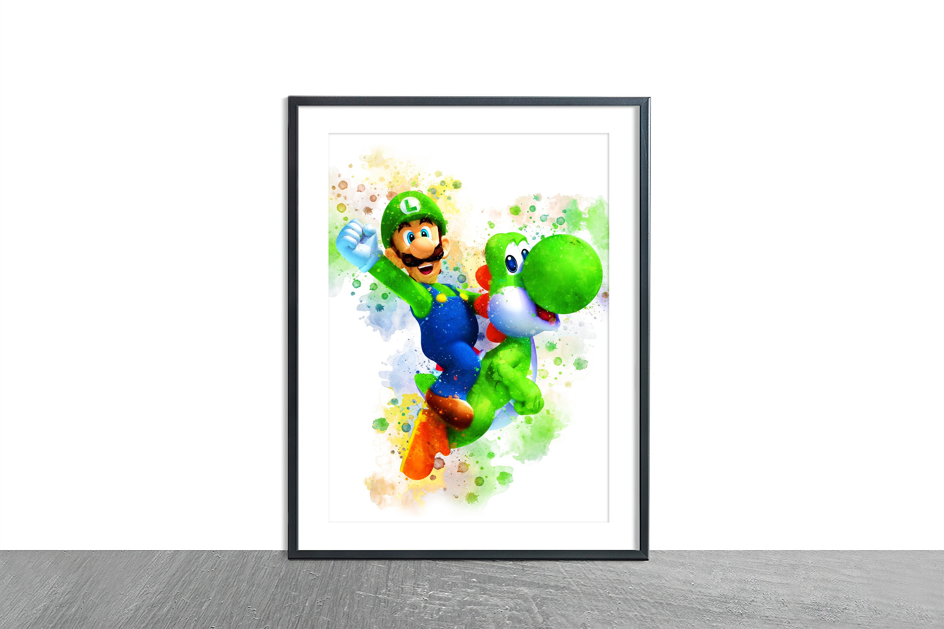 Luigi Mario Watercolour Effect Wall Art Print Decor Bedroom - Etsy
