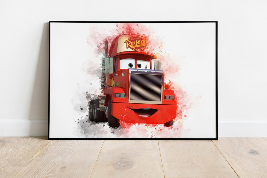 Disney Cars Mack Truck Watercolour Effect Wall Art Print - Etsy
