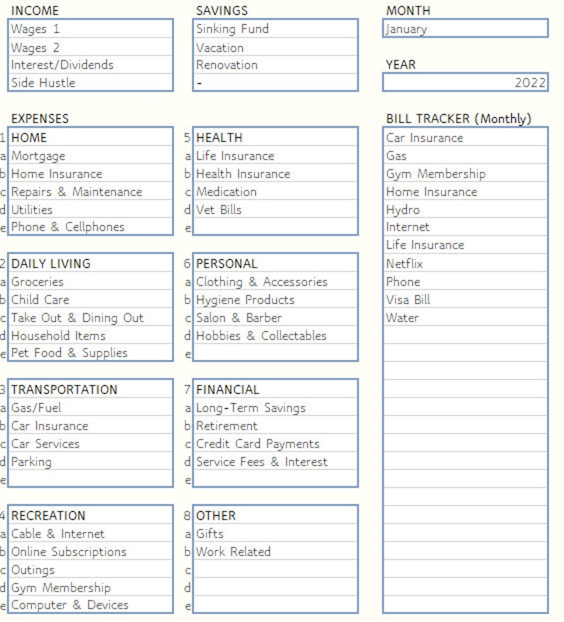Personal Budget and Cashflow Excel Template, Income, Saving, and ...