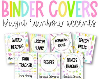 Editable Binder Covers and Spines spotted Rainbow Classroom Decor ...