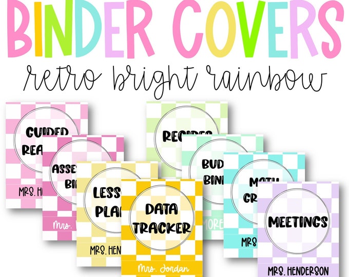 Editable Binder Covers and Spines retro Rainbow Classroom Decor ...