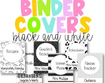 Editable Binder Covers and Spines Black and White Classroom Decor Black ...