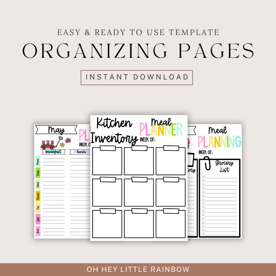 Meal Planner Template, Meal Printable, Food Journal, Menu Plan & Meal ...