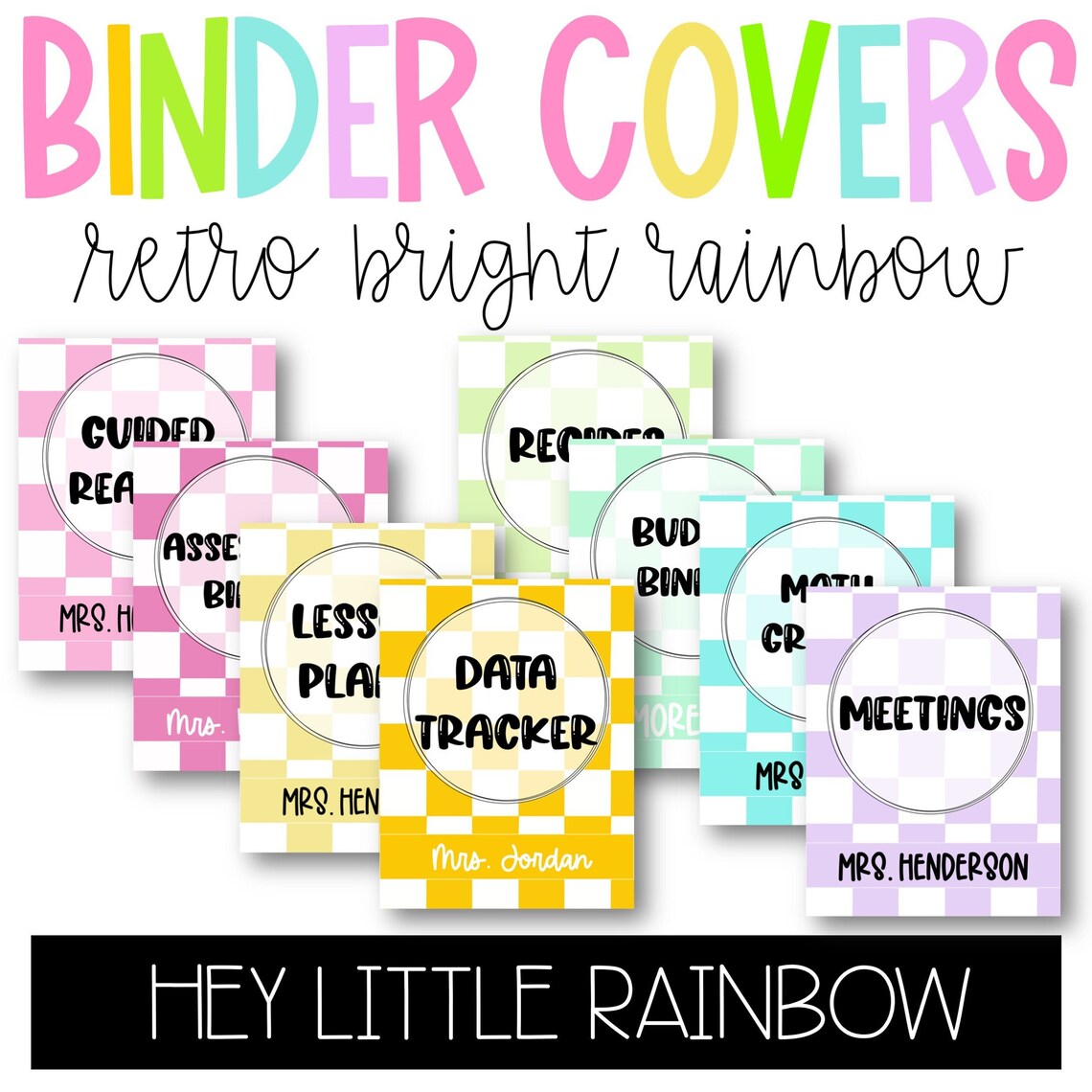 Editable Binder Covers and Spines retro Rainbow Classroom Decor ...