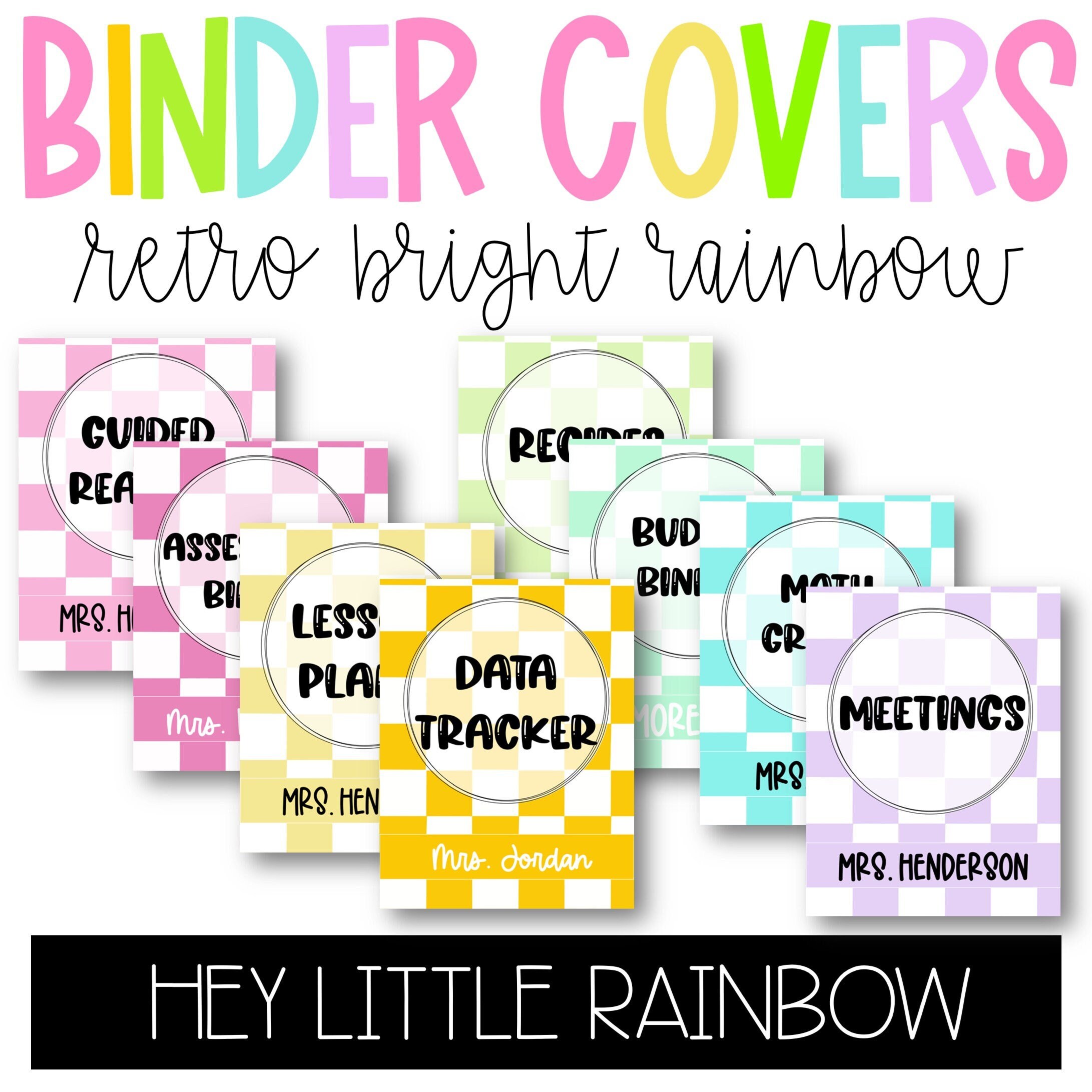Editable Binder Covers and Spines retro Rainbow Classroom Decor ...