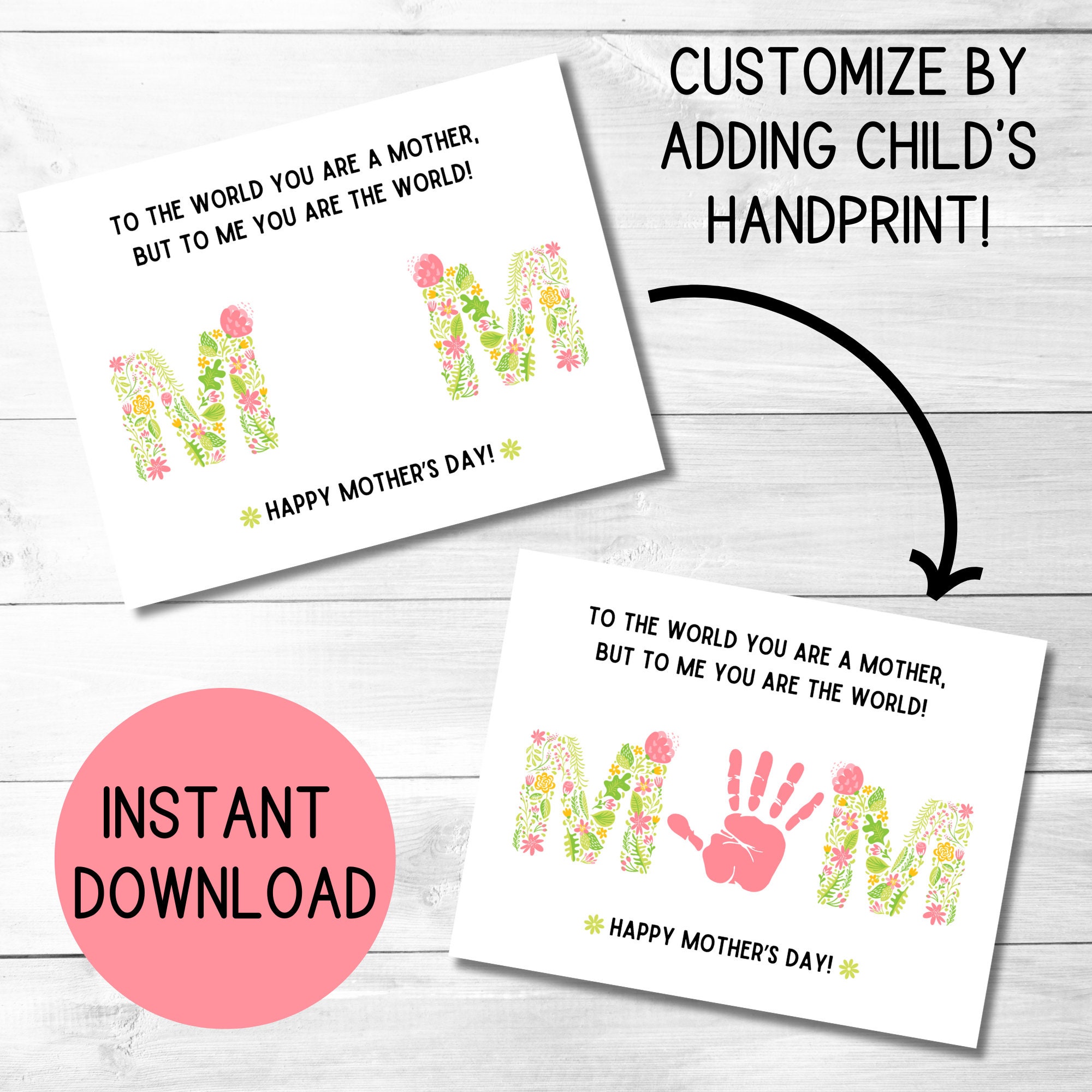 Happy Mothers Day Handprint Craft, Mothers Day Gift, Printable Template ...
