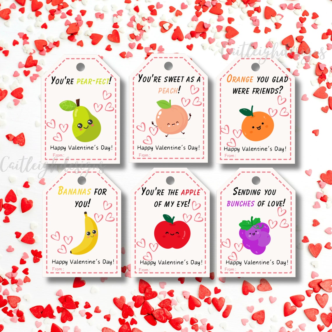 Printable Fruit Valentine's Day Gift Tag, Classroom Valentine's Day ...
