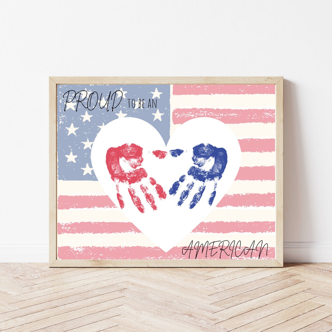 Memorial Day Handprint Craft, Red White and Blue Printable, USA School ...
