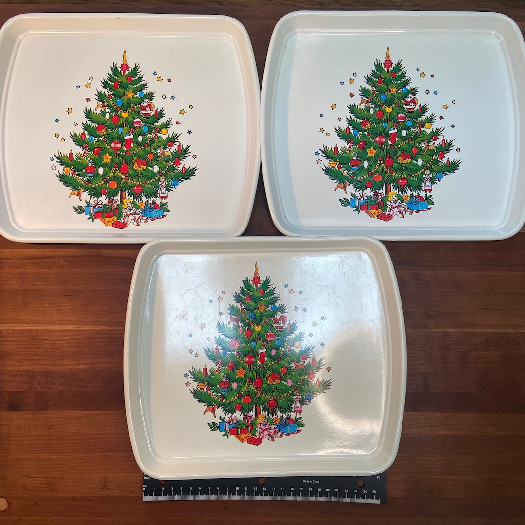 Set of 3 Plastic Christmas Serving Plates - Etsy