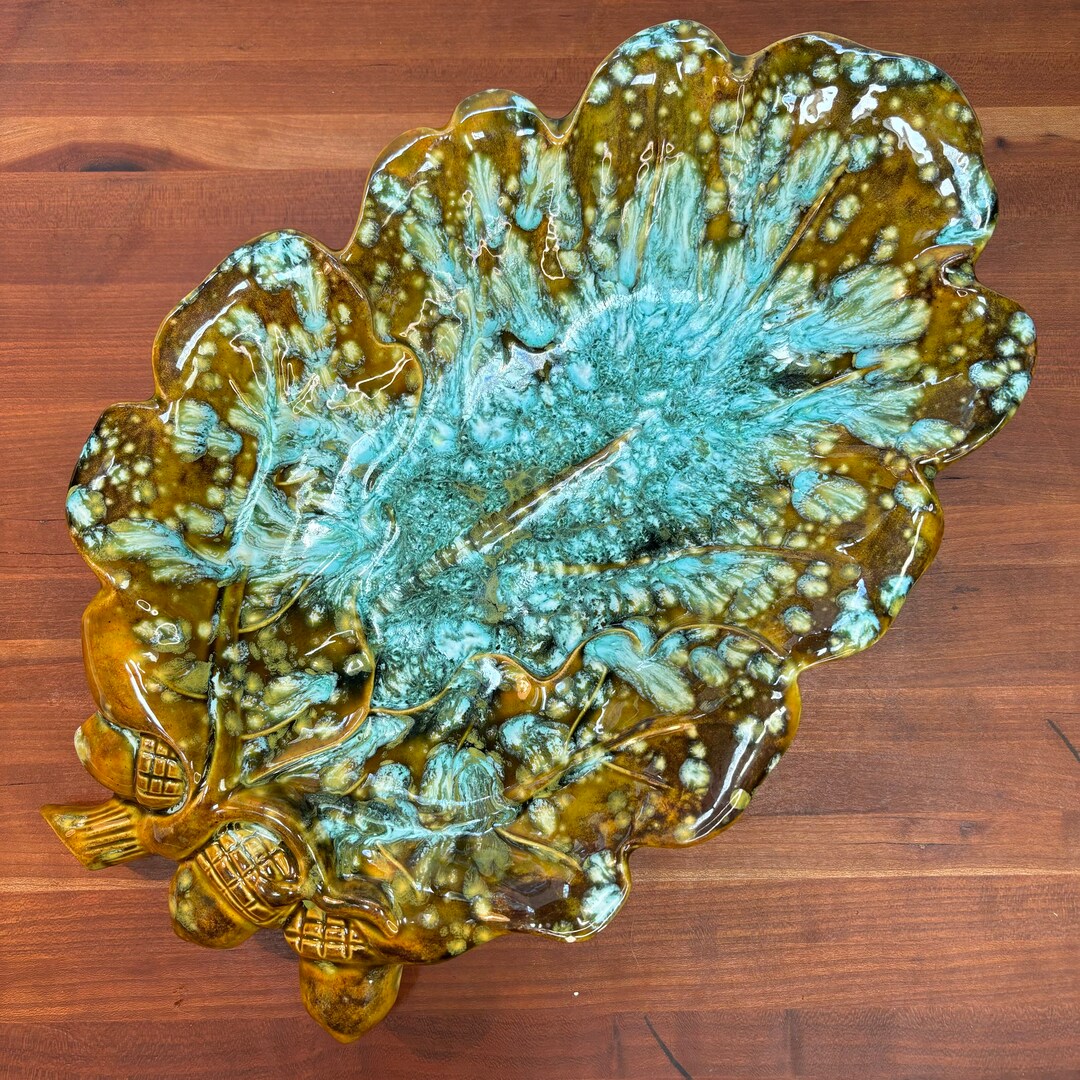 Hand Painted Ceramic Oak Leaf and Acorns Platter Centerpiece - Etsy