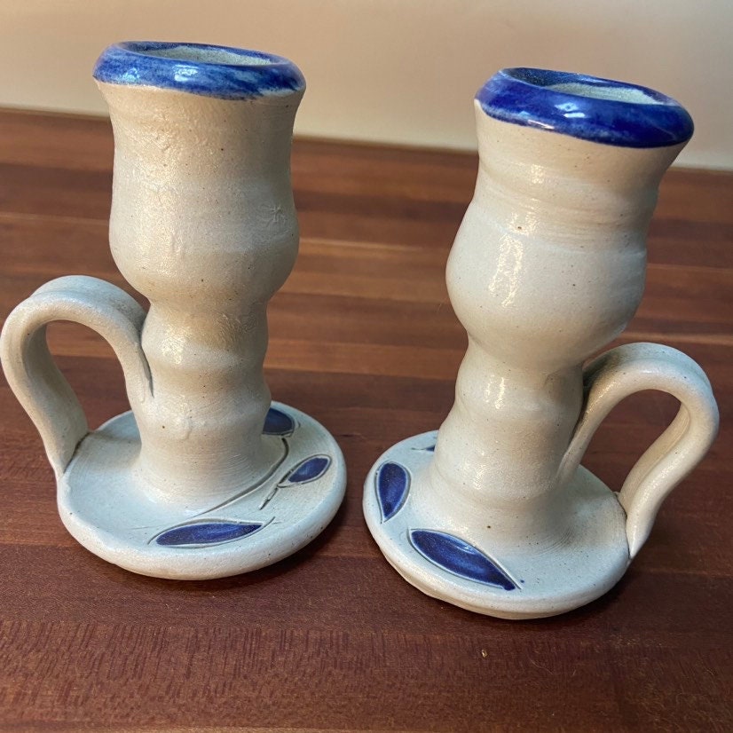 Pair of Williamsburg Virginia Pottery Handled Candlestick Holders - Etsy