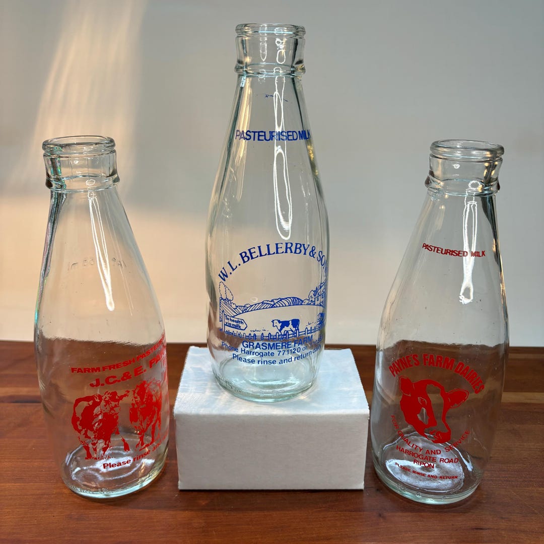 One Pint Pasteurized Milk Dairy Glass Bottles - Etsy