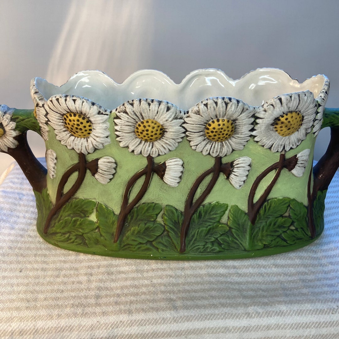 Vintage Hand Painted Ceramic Daisy Planter - Etsy