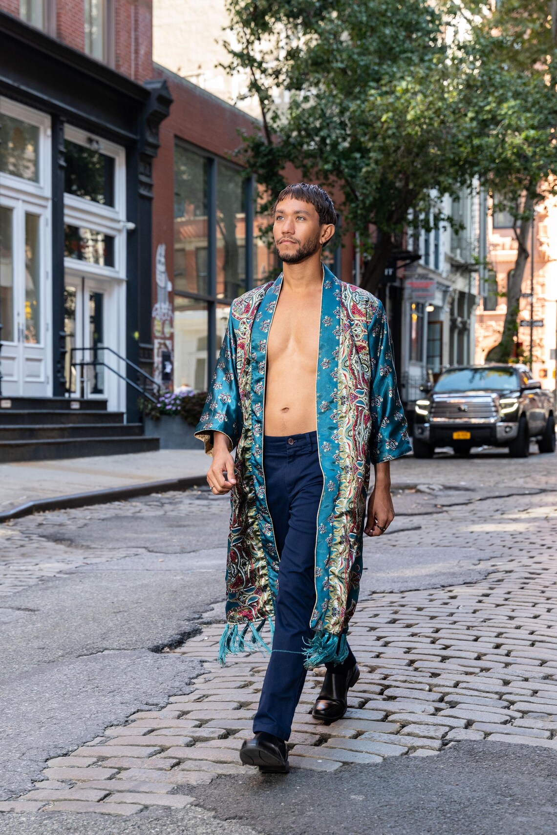 Reversible Teal Velvet Kimono, Kimono Robe, Festival Robe, Festival ...