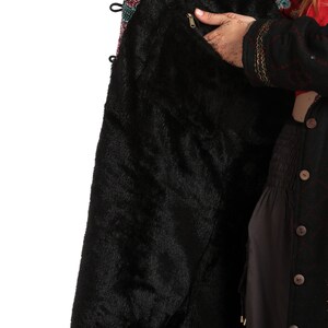 Short Black Wool and Faux Fur Coat Mens and Womens - Black Wool Coat ...
