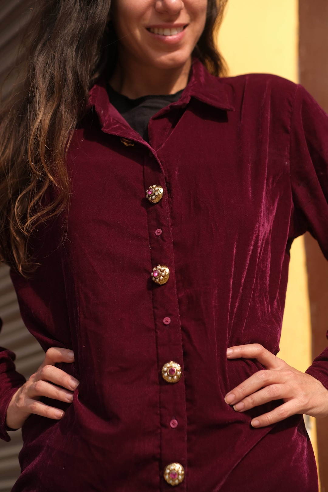 Purple Velvet Shirt - Etsy