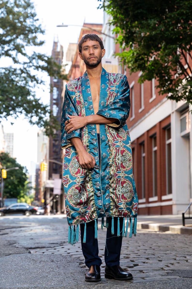 Reversible Teal Velvet Kimono, Kimono Robe, Festival Robe, Festival ...