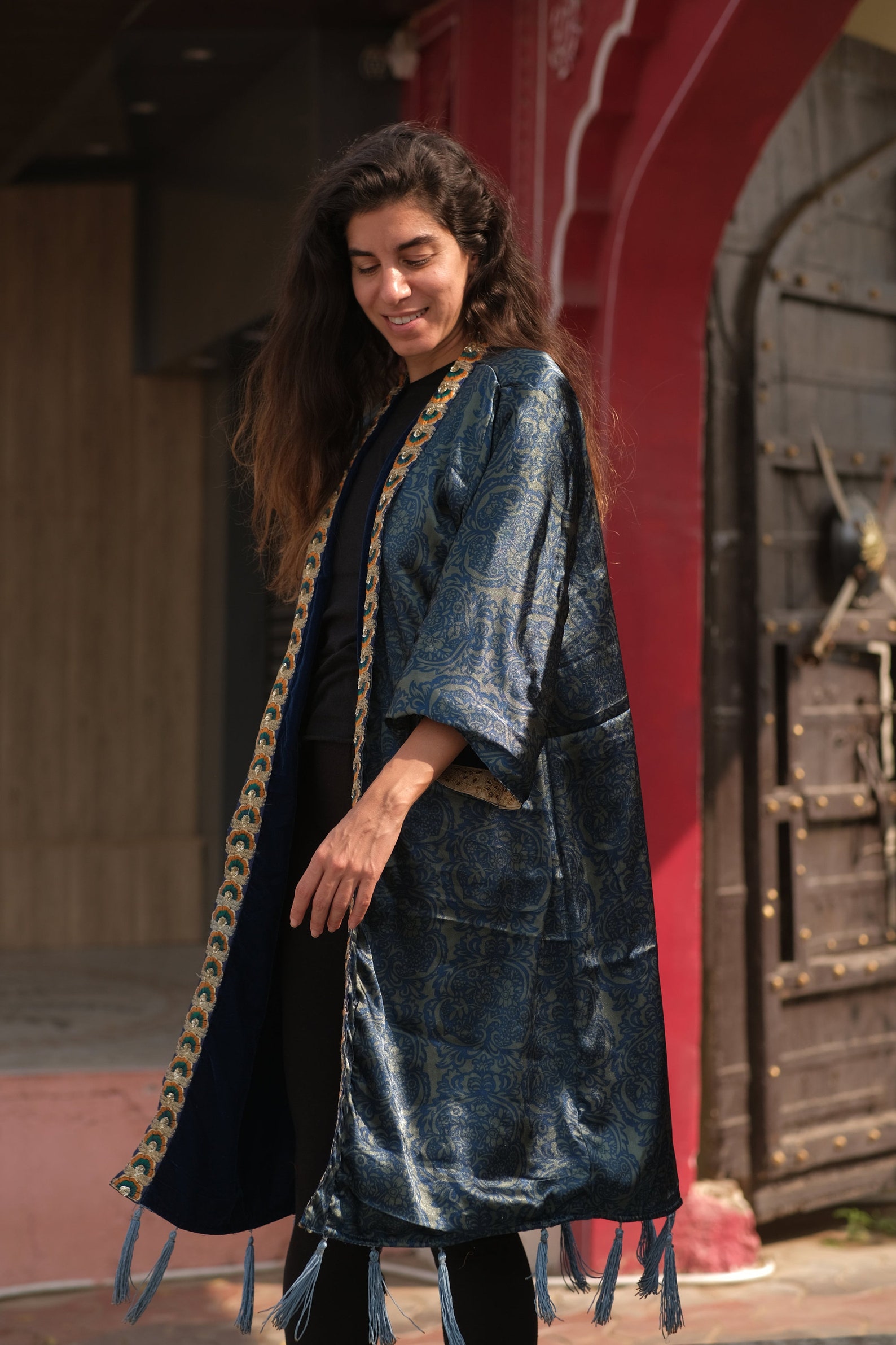 Reversible Teal Velvet Kimono, Kimono Robe, Festival Robe, Festival ...