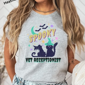 Spooky Vet Receptionist Halloween Tee | Veterinary Clinic Reception Halloween T-shirt | Spooky ...