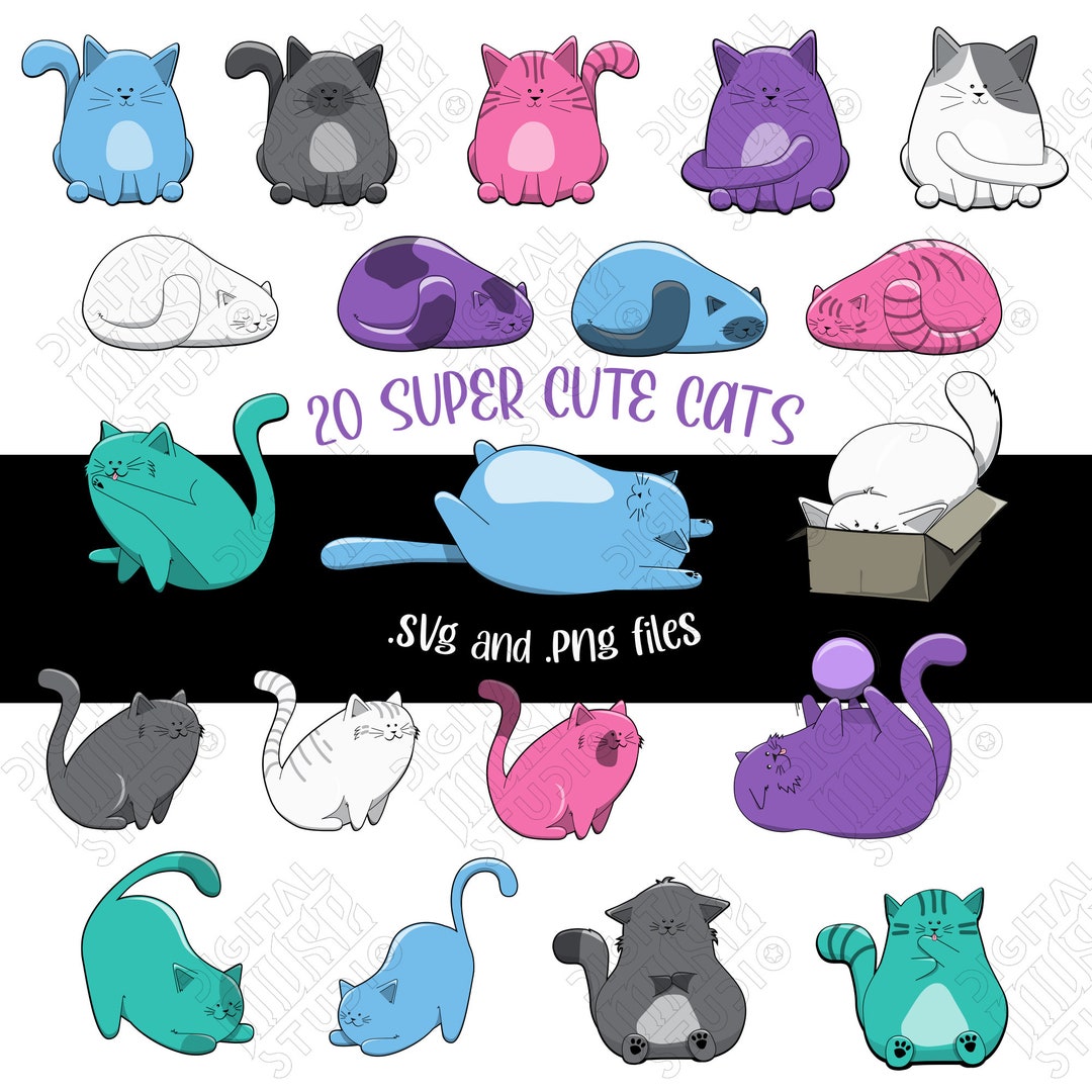 Cat Clipart, Kitten Clipart, Pet Clipart, Vector, Instant Download ...